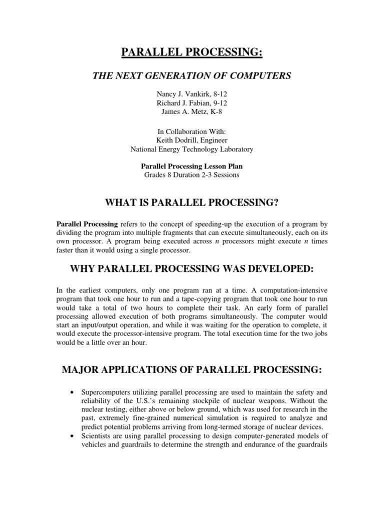 Parallelprocessinglesson Pdf Pdf Parallel Computing Supercomputer