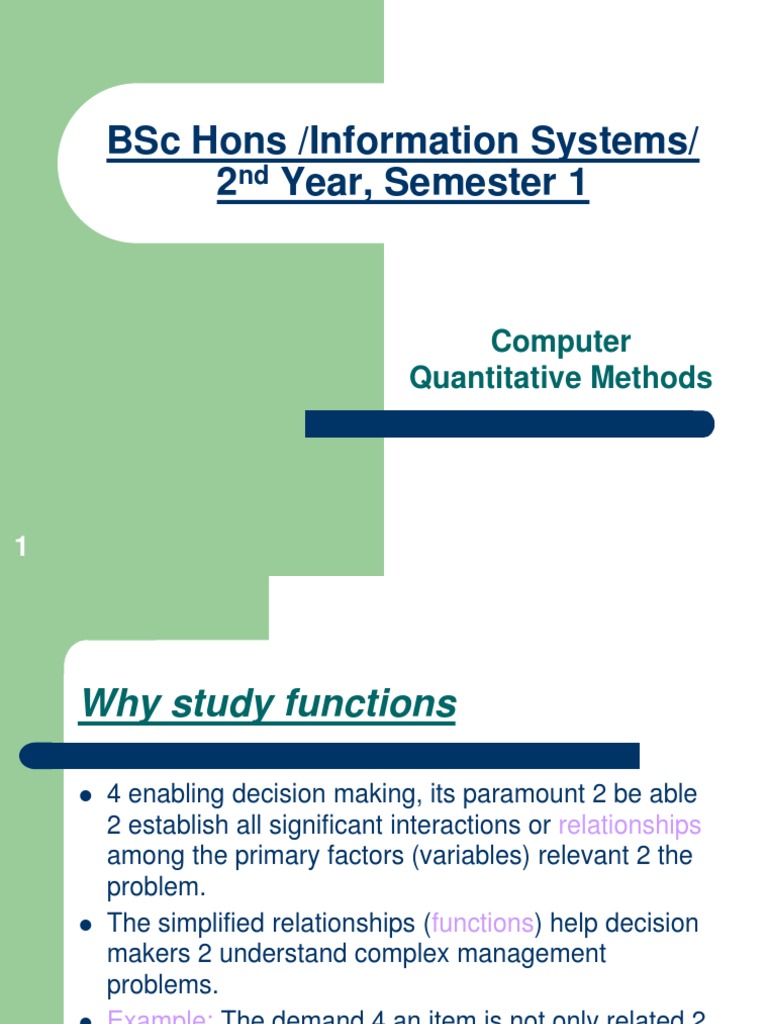 BSC Hons /information Systems/ 2 Year, Semester 1: Computer ...