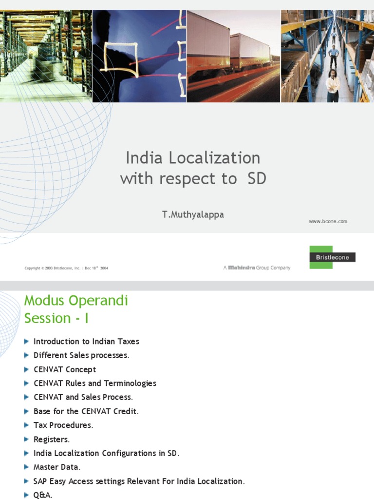 Sap SD Cin Presentation | PDF | Excise | Taxation