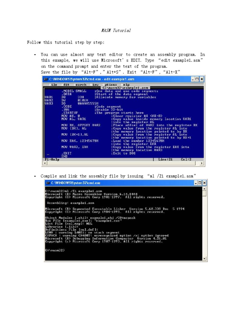 MASM Tutorial PDF | PDF | Instruction Set | Command Line Interface MASM Tutorial PDF | PDF | Instruction Set | Command Line Interface