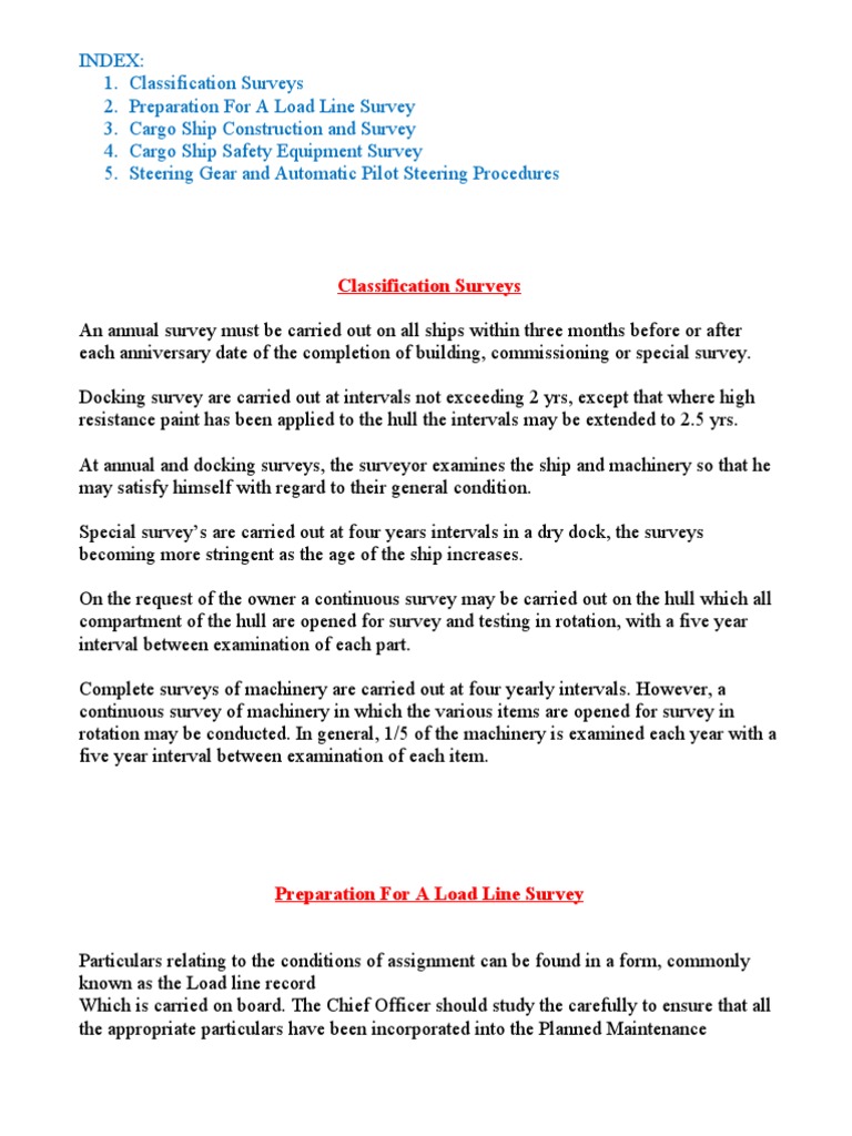 Preparation of Load Line Survey | PDF | Ships | Oil Tanker