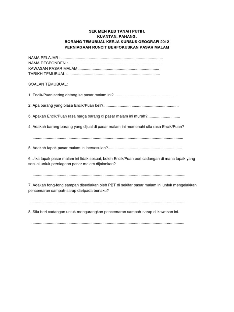 Contoh Borang Temu Bual | PDF