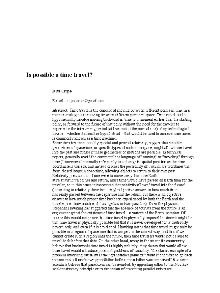 Is Possible A Time Travel | PDF | Time Travel | General Relativity