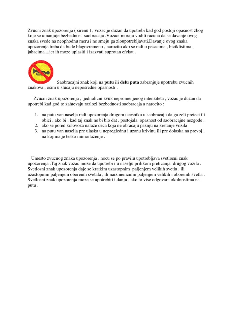 Zvucni Znak Upozorenja | PDF