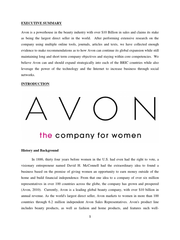 Strategic Recommendations for Avon's Global Expansion into BRIC ...