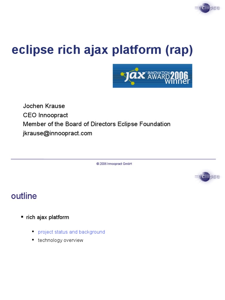 Eclipse Rich Ajax Platform (Rap) : Winner | PDF | Eclipse (Software) | Ajax (Programming)