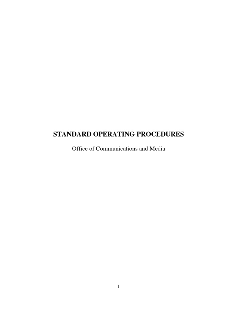 Standard Operating Procedures for Communications: Guidelines for ...