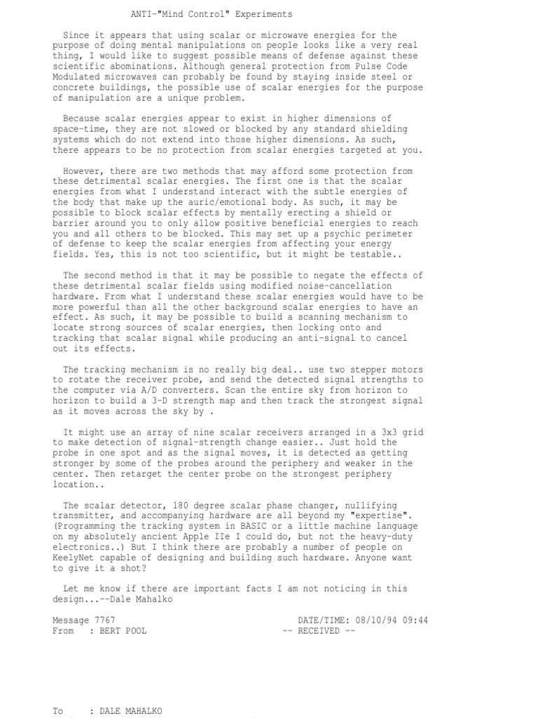 Anti Mind Control Experiments | PDF