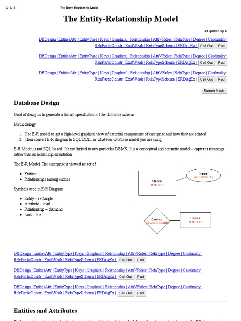 The Entity-Relationship Model | PDF | Conceptual Model | Relational ...