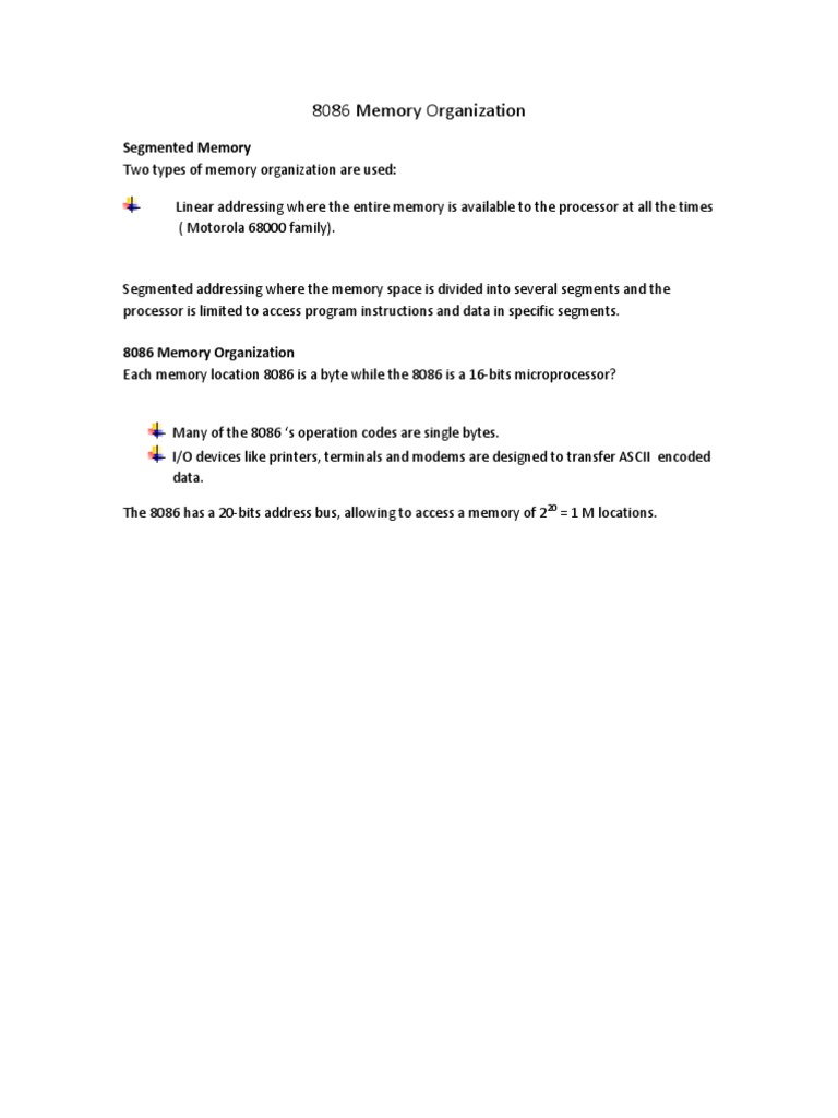 8086 Memory Organization | PDF | Computer Data Storage | Electronics