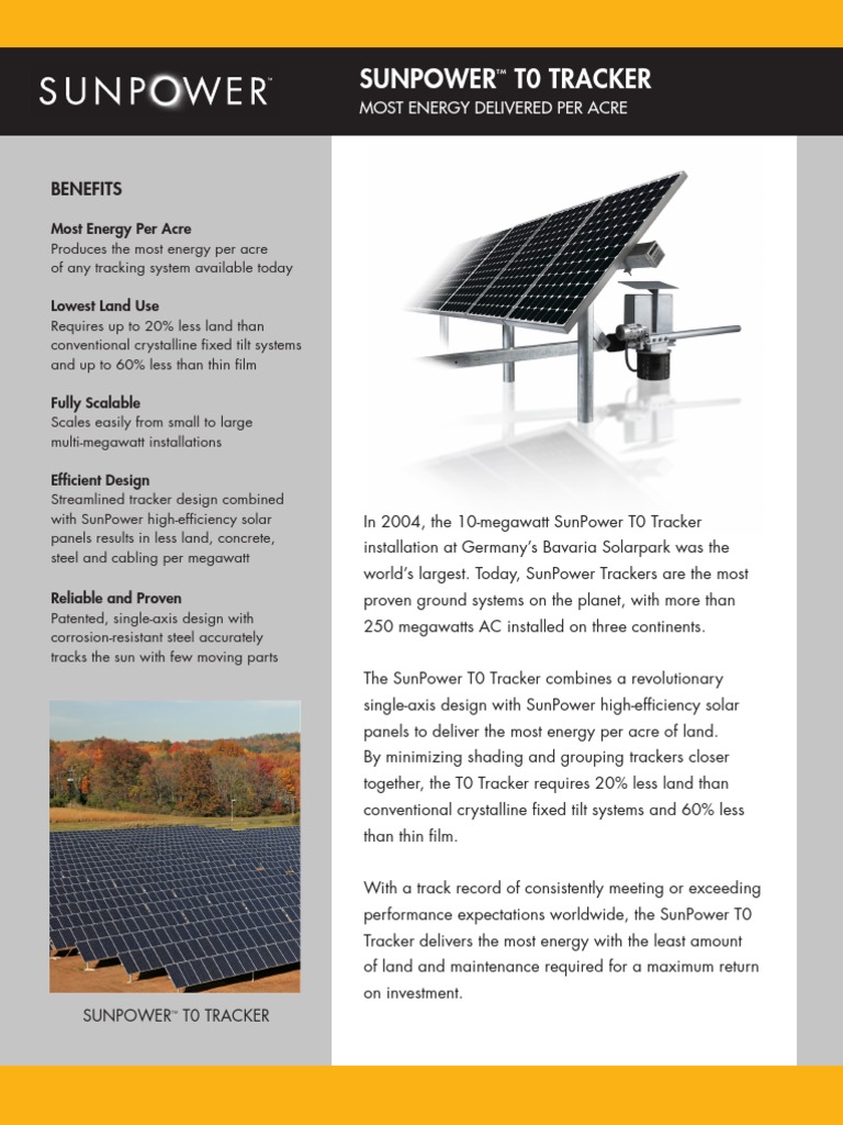 Sunpower T0 Tracker: Benefits | PDF | Thin Film Solar Cell | Solar Panel
