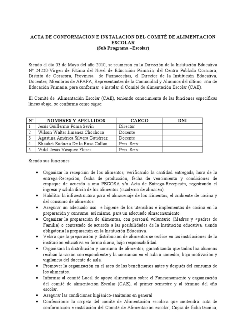Acta de Comite Cae | Maestros | Educación avanzada