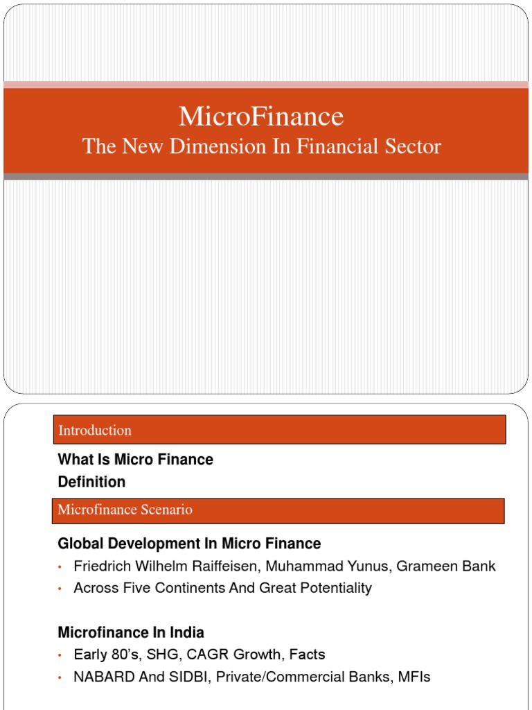 Microfinance: The New Dimension in Financial Sector | PDF ...