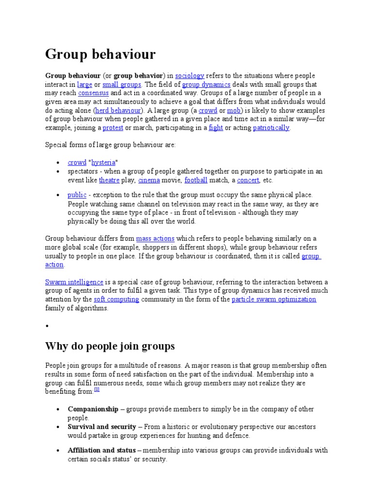 Group Behaviour: Why Do People Join Groups | PDF | Interdependence | Goal