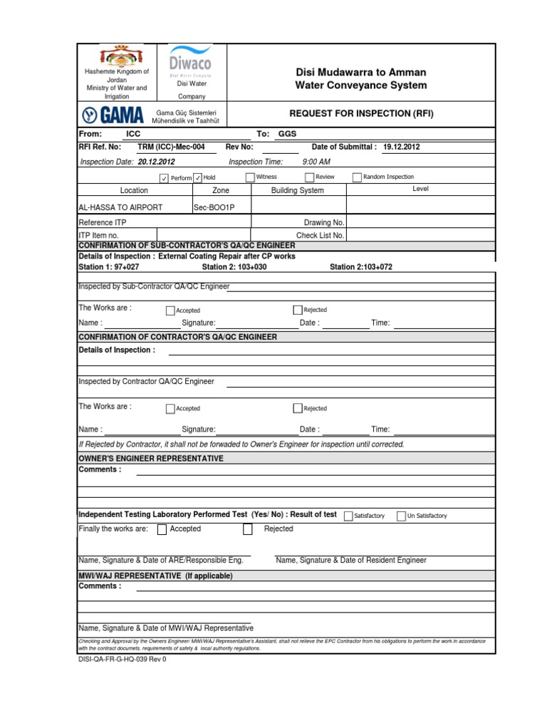 Disi Water Conveyance Inspection Report | PDF