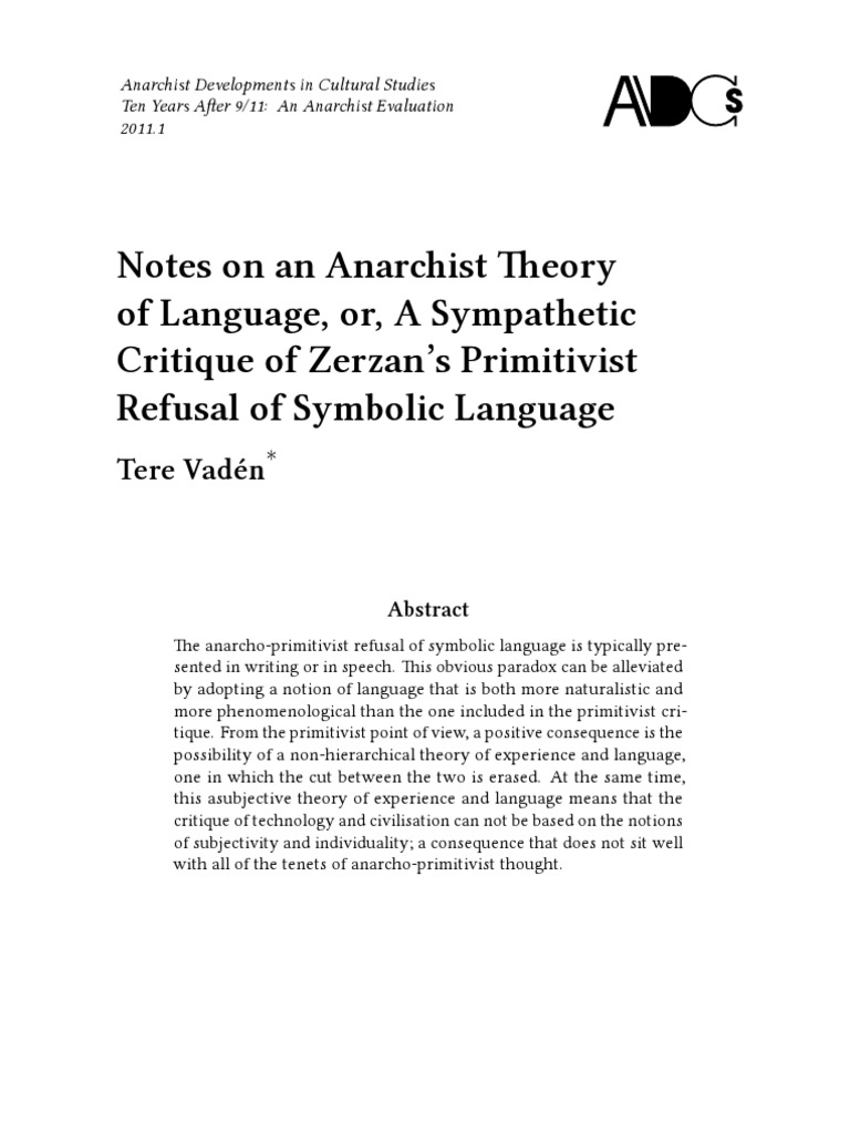 Notes On An Anarchist Theory of Language | PDF | Martin Heidegger ...