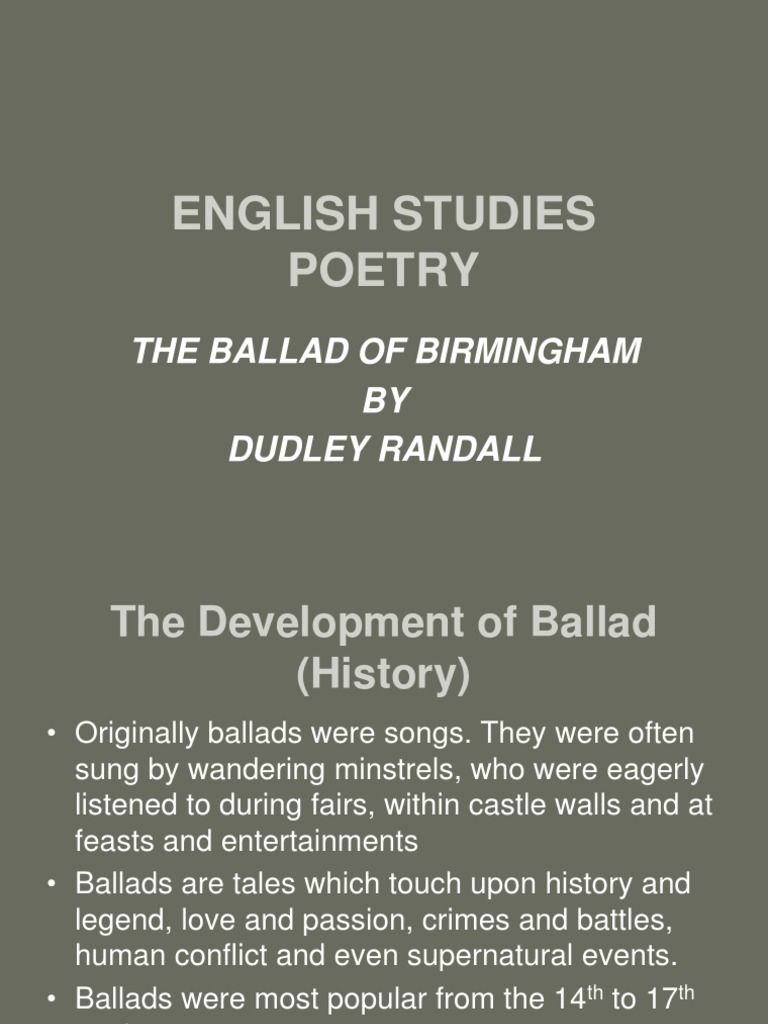 The Ballad of Birmingham - Dudley Randall | PDF | Ballad | Poetry