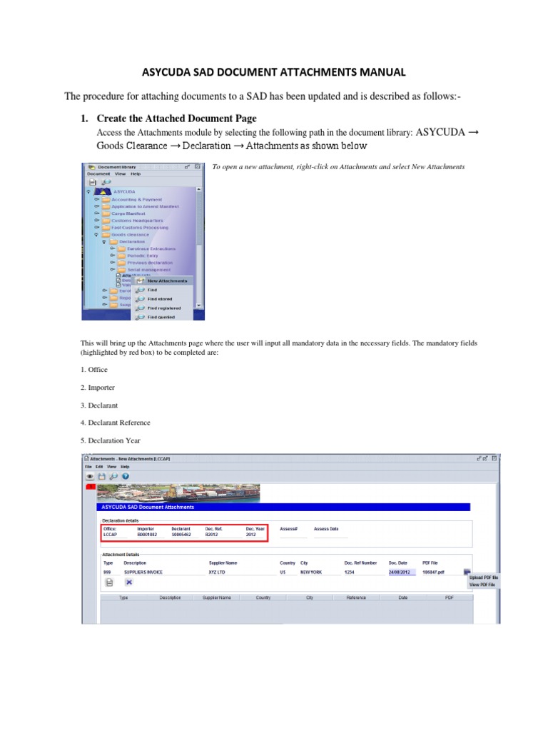 Asycuda Sad Document Attachments Manual | Portable Document Format ...