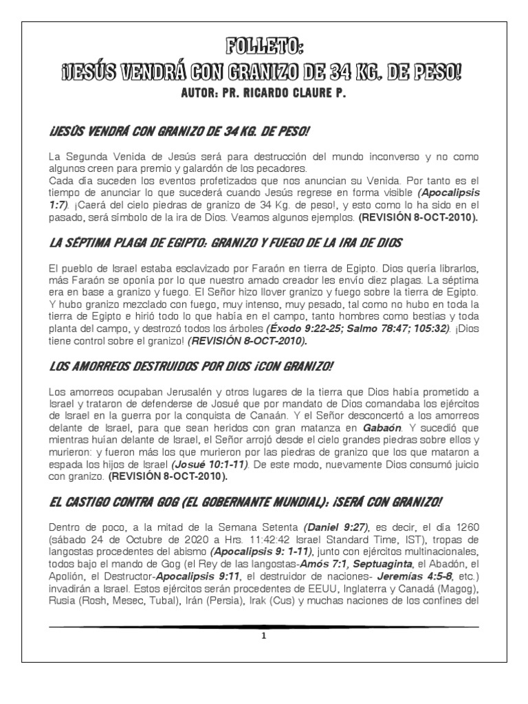 Jesus Vendra Con Granizo | PDF | Biblia cristiana | Textos Religiosos