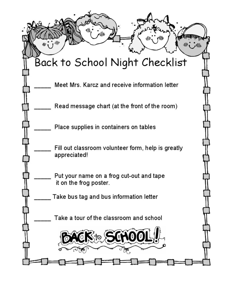 Essential Back to School Night Checklist | PDF | Wellness