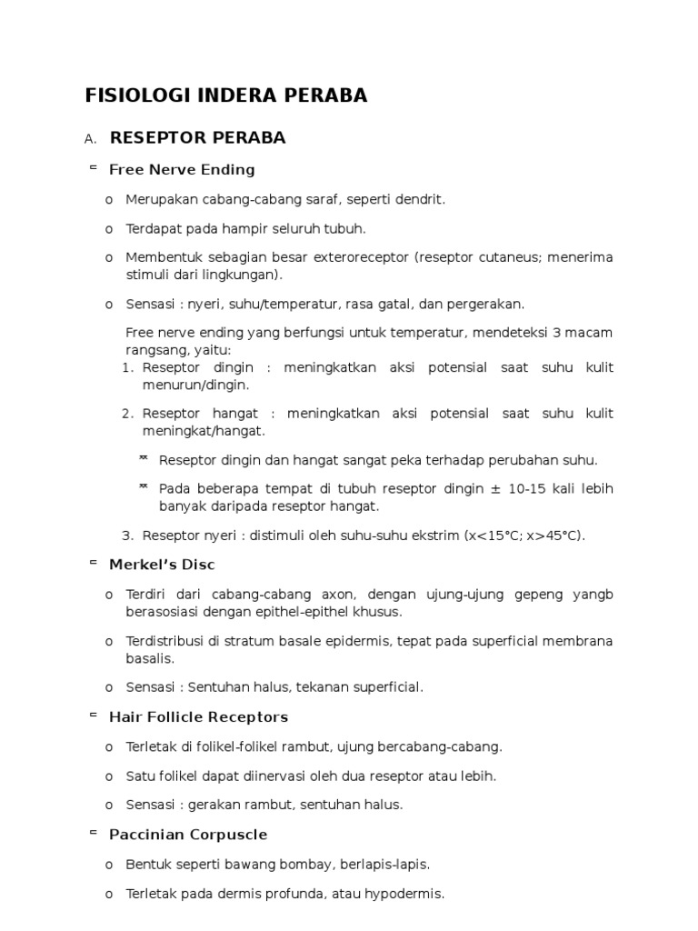 Fisiologi Indera Peraba - Arzia | PDF