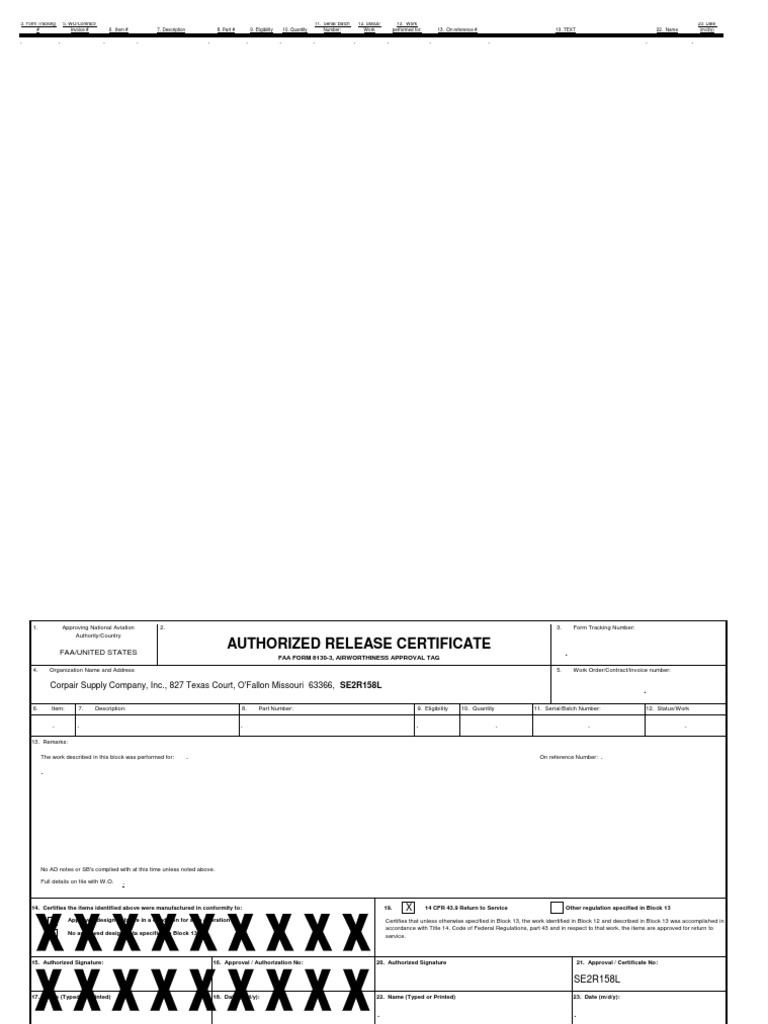 FAA 8130-3 Airworthiness Apprvl Tag1 | PDF | Computing | Government
