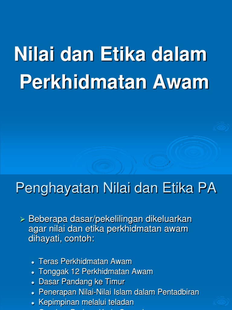 Nilai Dan Etika Perkhidmatan Awam Tonggak 12 | PDF