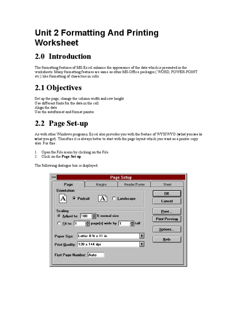 Unit 2 Formatting and Printing Worksheet | PDF | Typefaces | Microsoft ...