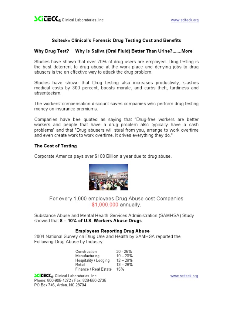 Sciteck Clinical Laboratories | PDF | Drug Test | Workers' Compensation