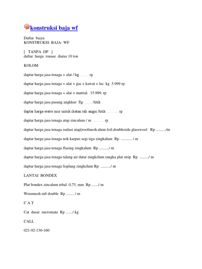 Menghitung Berat Baja WF dan Besi | PDF