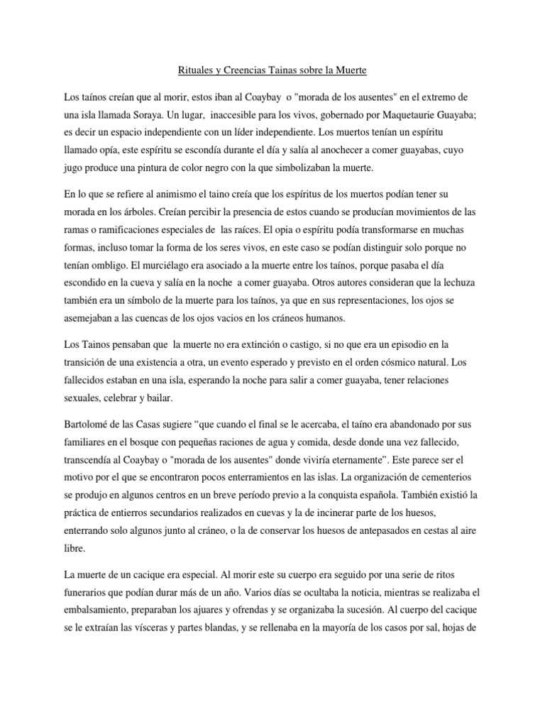 Creencias Taínos sobre la Muerte | PDF | Muerte | Rituales