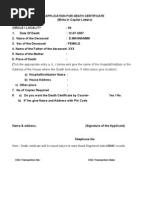 Application Form Death Certificate | PDF