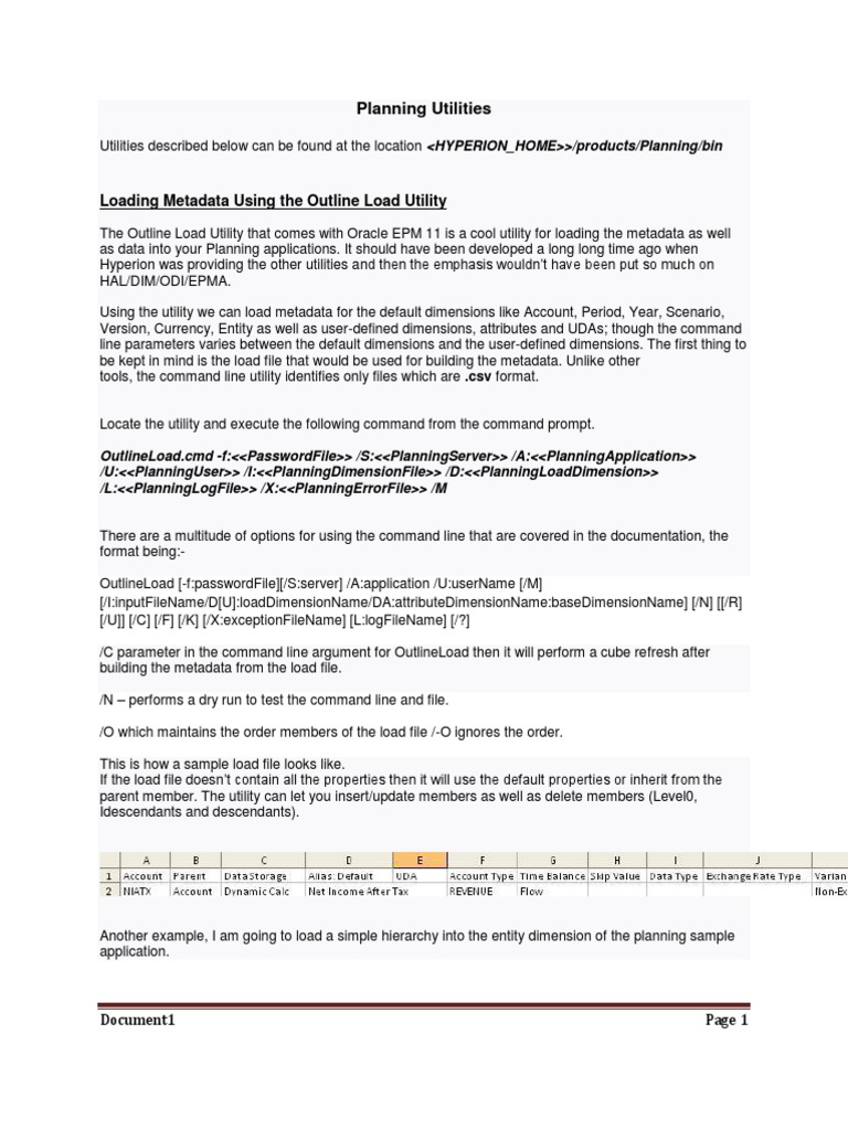 Loading Metadata Using The Outline Load Utility | PDF | Command Line Interface | Metadata