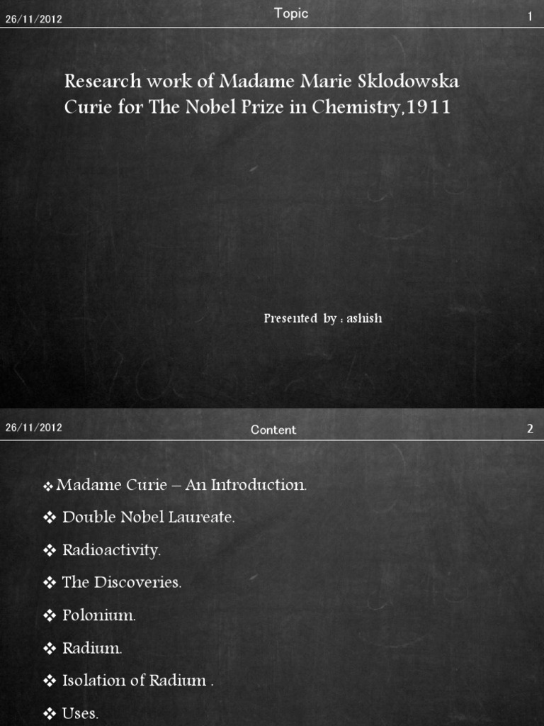 Madame Curie - Radium and Polonium | PDF | Marie Curie | Radioactive Decay