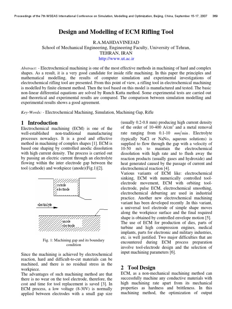 ECM Rifling Tool Design and Modeling | PDF | Machining | Electrochemistry