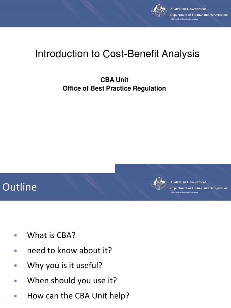 Introduction To Cost-Benefit Analysis (CBA) | PDF | Cost–Benefit ...