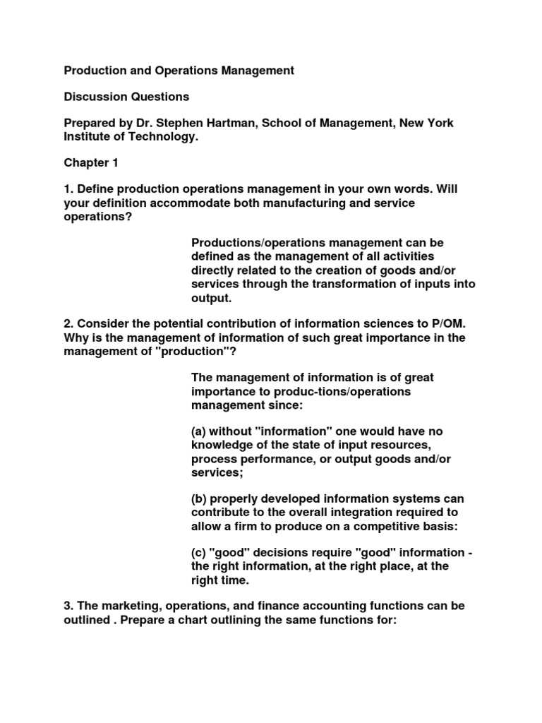 Production and Operations Management | PDF | Strategic Management ...