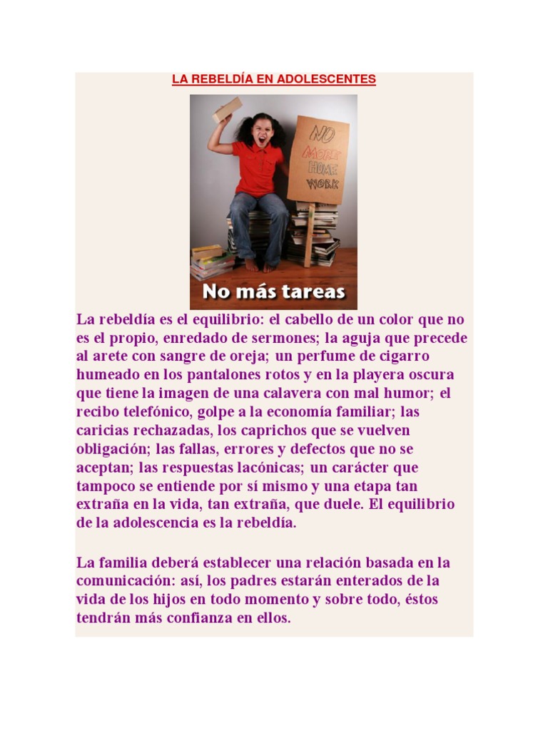 La Rebeldía en Adolescentes | PDF | Adolescencia | Juventud