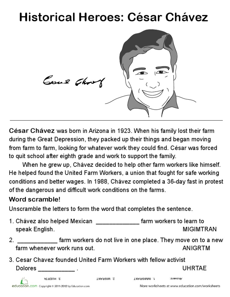 Cesar Chavez Worksheet | PDF | Travel