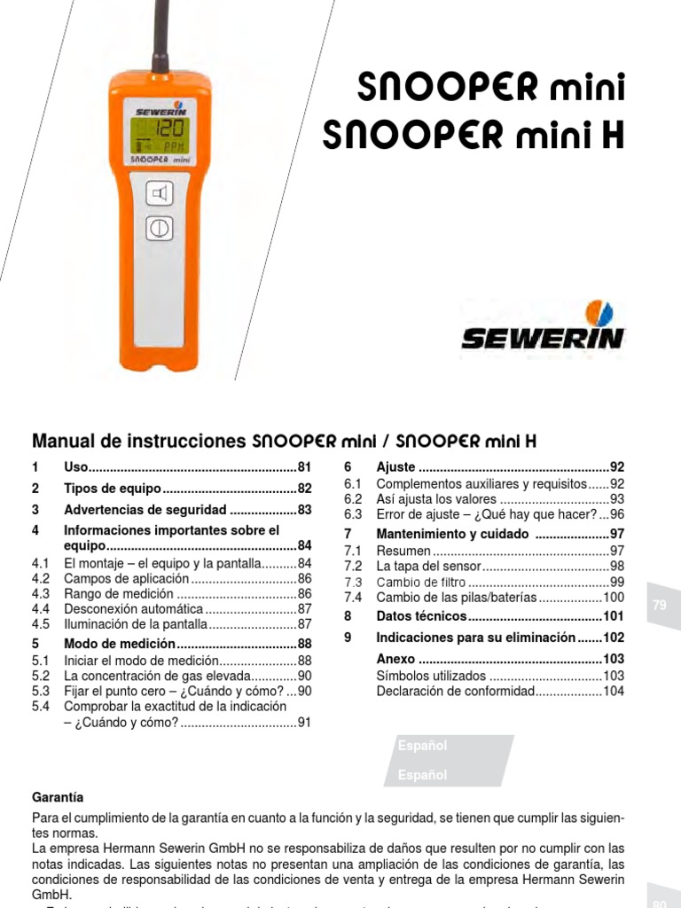 Snooper Mini, Snooper Mini H | PDF | Gas natural | Batería (electricidad)