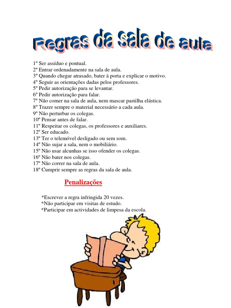 Regras Da Sala De Aula Elementar Regras Sala De Aula | PDF