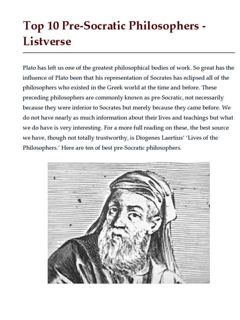 Top 10 Pre-Socratic Philosophers | PDF | Plato | Nothing