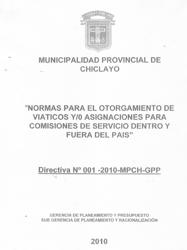 Modelo de Directiva para Viaticos | PDF | Alcalde | Gobierno local