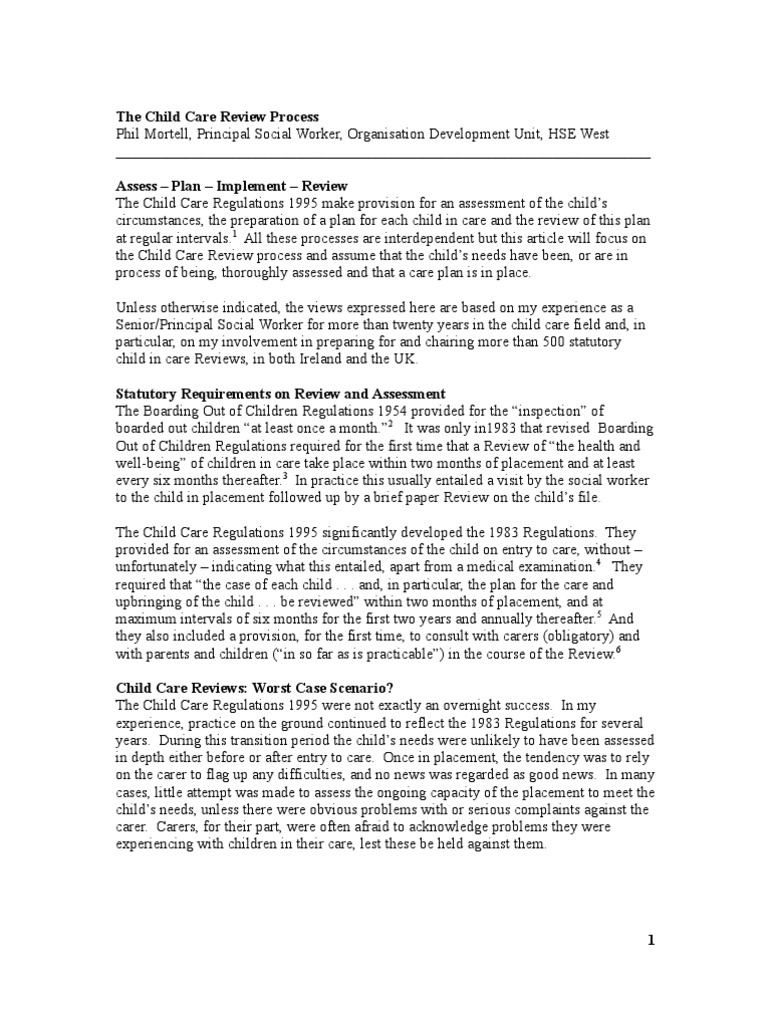 The Child Care Review Process - Assess - Plan - Implement - Review ...