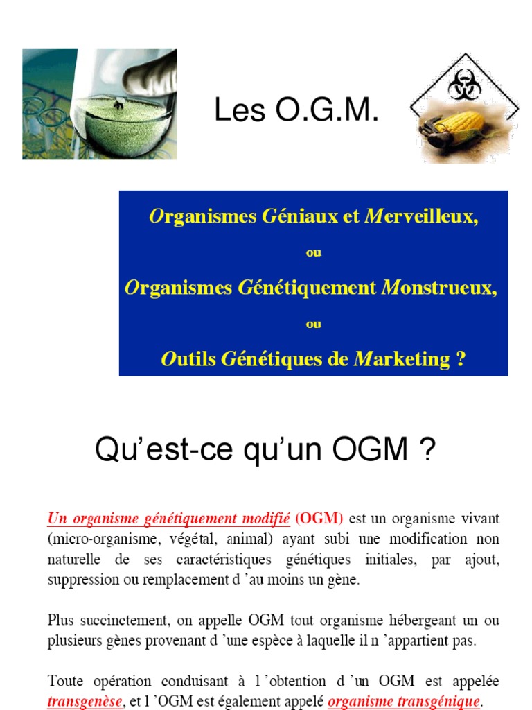 Applications et Risques des OGM | PDF | Organisme génétiquement modifié ...