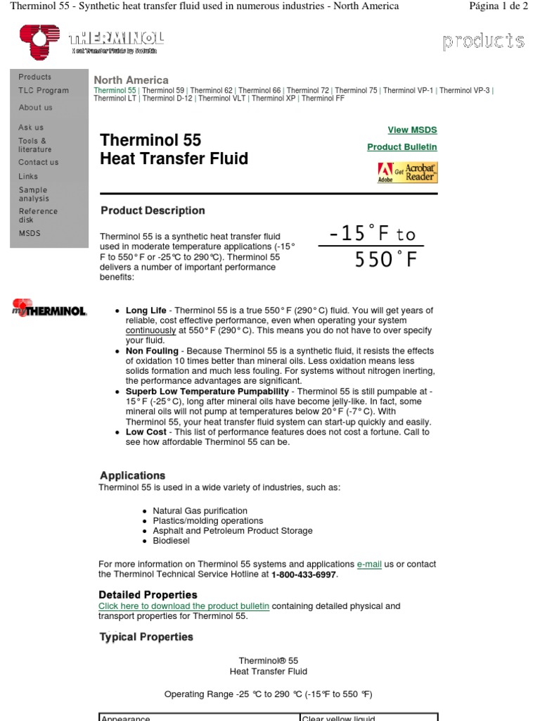 Therminol 55 | PDF | Viscosity | Coolant