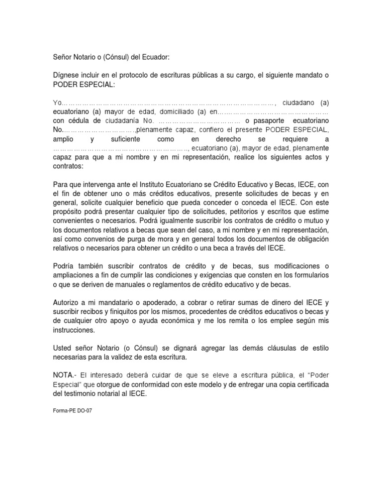 Modelo Poder Especial