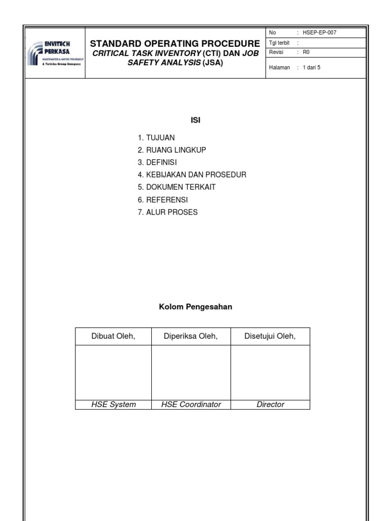 HSEP-EP-007-Critical Task Inventory & Job Safety Analysis | PDF