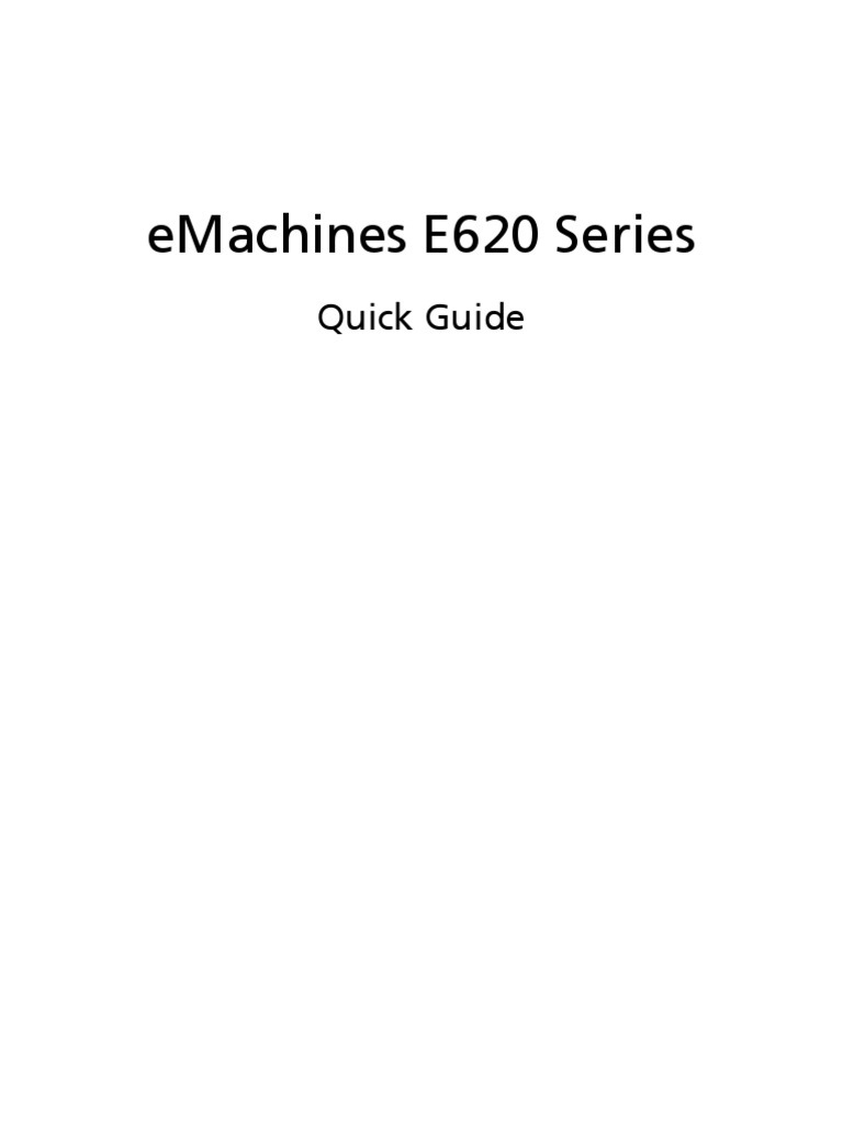 Emachines E620 Series Quick Guide | PDF | Usb | Laptop