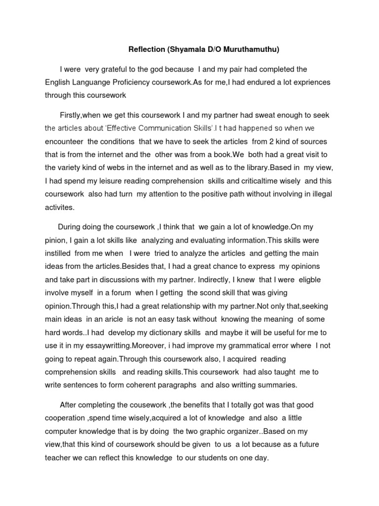 Reflection on English Proficiency Coursework | PDF